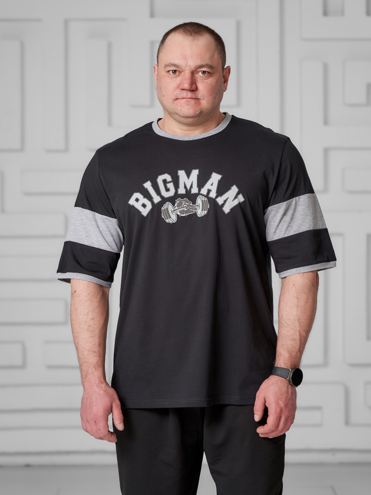 Футболка MR. BIGMAN, размер 68, цвет черный, 90% хлопок, 10% полиэстер ...