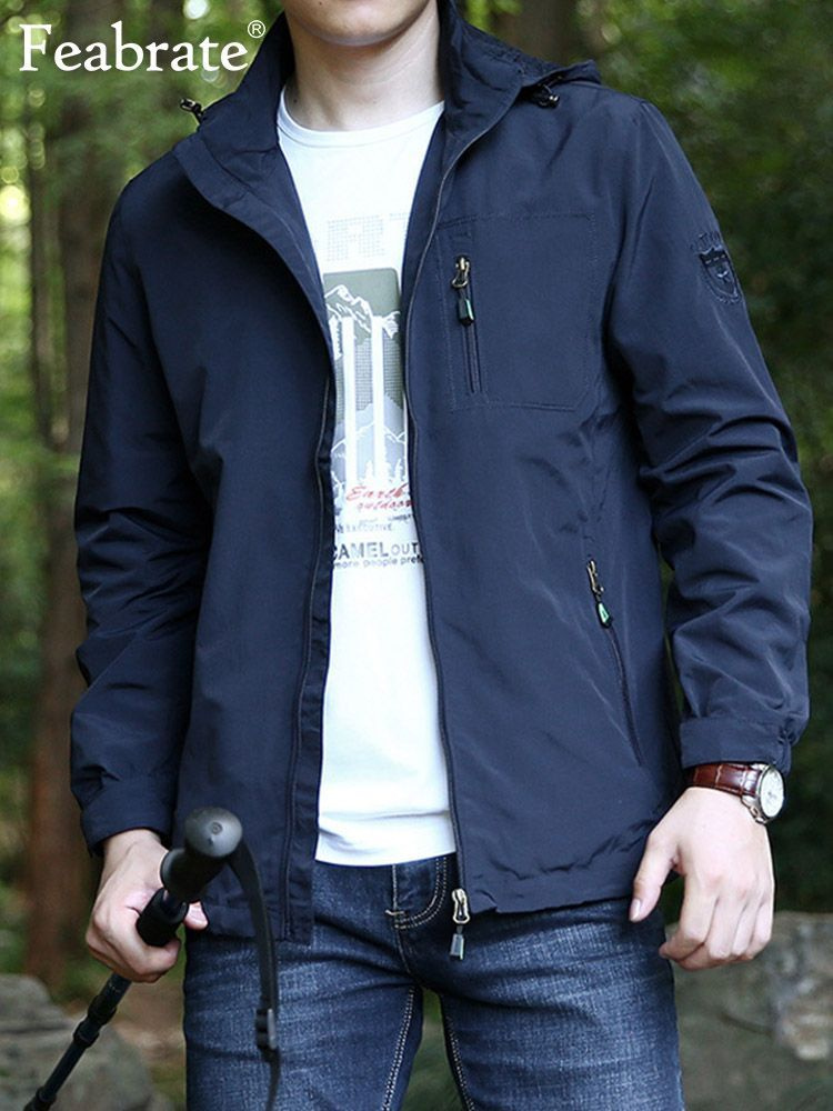 Ветровка Мужской Feabrate Вышивка суровый темно-синий стойка Полиэфир, размер 54 Длинный На ...