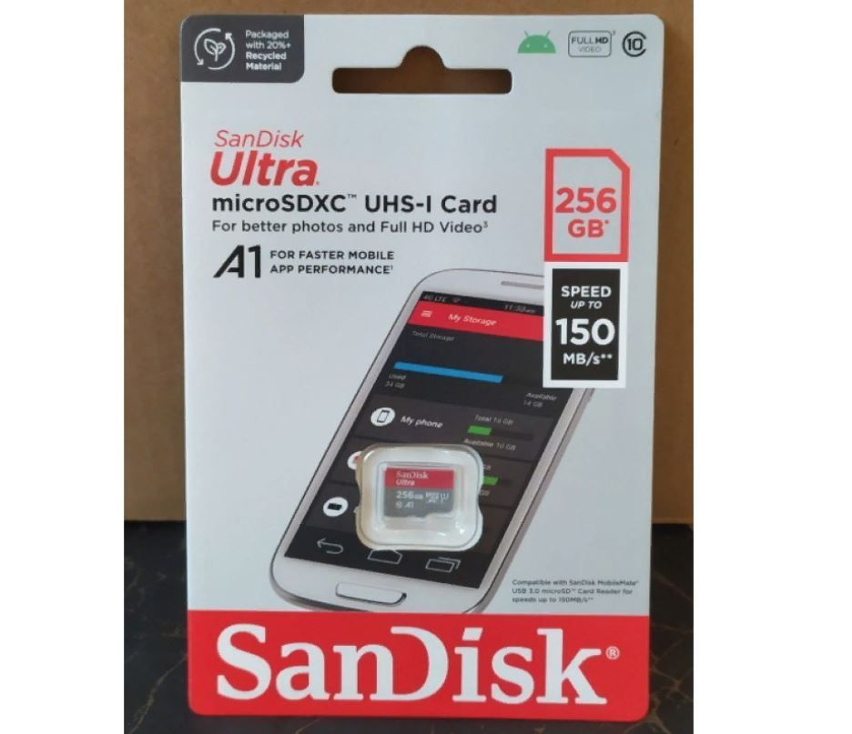 SanDisk Карта памяти Ultra 256 ГБ (MicroSD Ultra C10 UHS-I 150MB/s ...