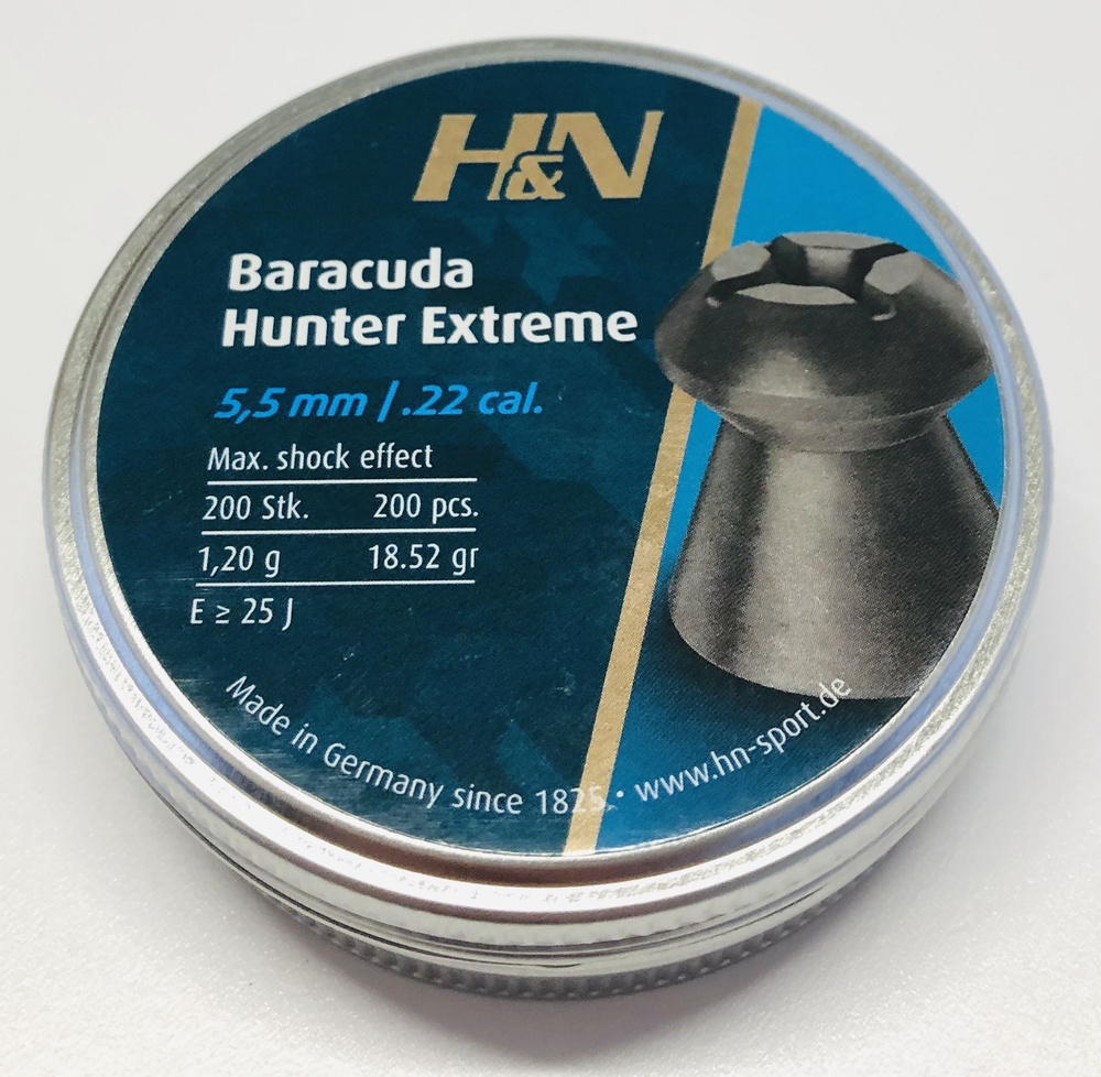 H&N Пули для пневматики Barracuda Hunter Extreme 200 шт, серый металлик ...
