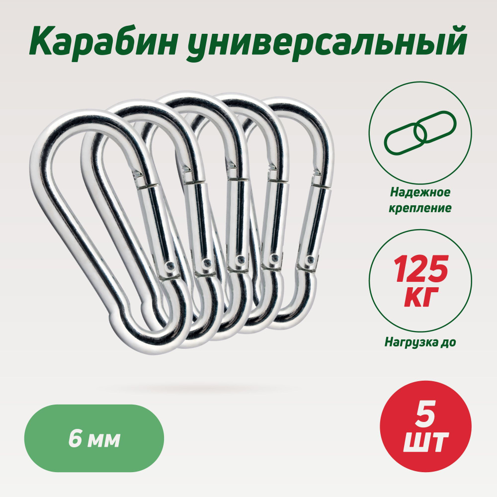 Карабин стальной / карабин монтажный универсальный DIN 5299C NERO, 6 мм ...
