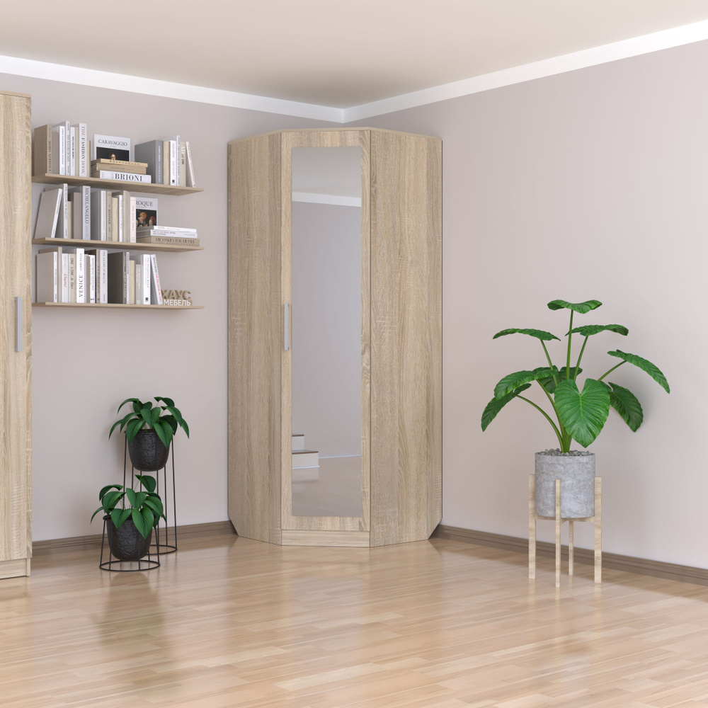 Шкаф распашной Профит-М Шкаф угловой с зеркалом_белый, 90x90x210 см ...
