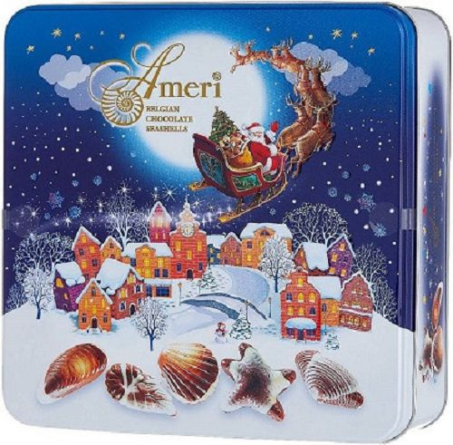Шоколадные конфеты ракушки Ameri 500г Жестяная Новогодняя коробка - купить с доставкой по ...