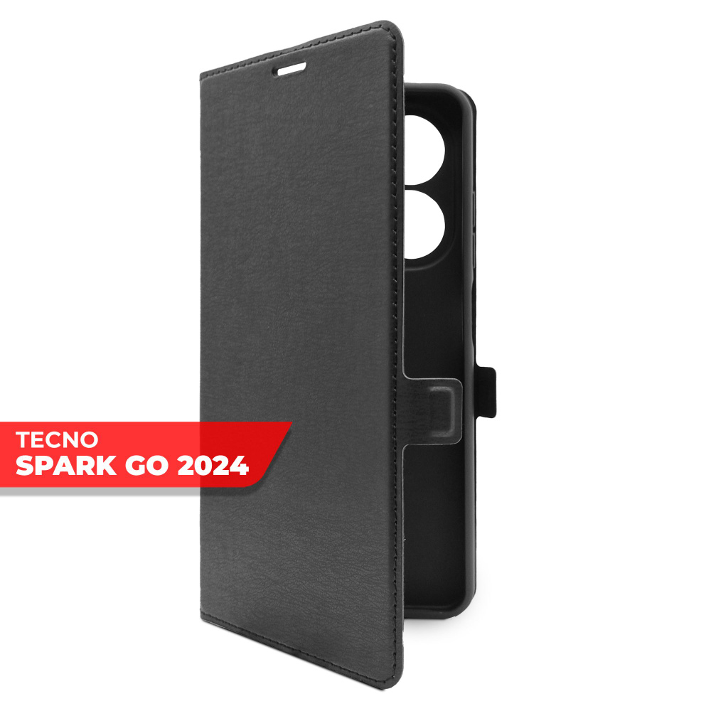 Чехол на Tecno Spark Go 2024 Техно Спарк Гоу 2024 черный книжка эко кожа с функцией подставки