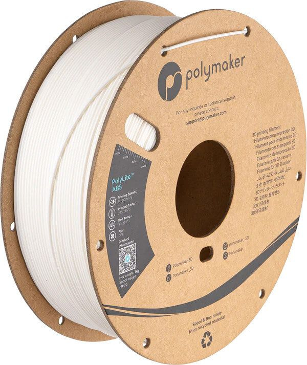 ABS PolyLite пластик Polymaker для 3D принтера, 1.75 мм, Белый, 1 кг ...