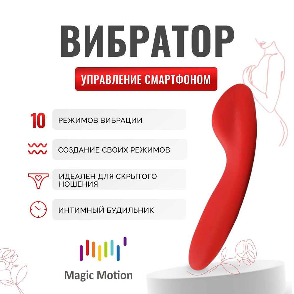 Вибратор в трусики Magic Motion Nyx красный клиторальный носимый стимулятор бесшумный на ...