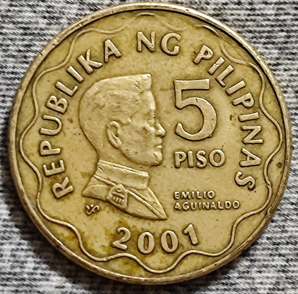 Монета номиналом 5 Писо 2001 года, республика Филиппины, Эмилио ...