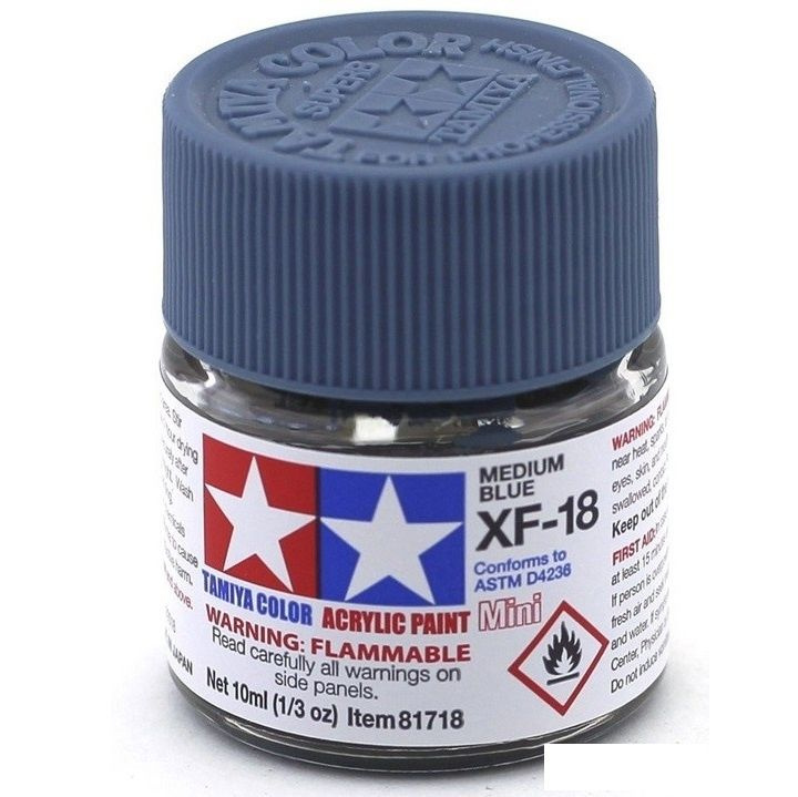 Краска акриловая XF-18 Medium Blue flat, acrylic paint mini 10 ml ...