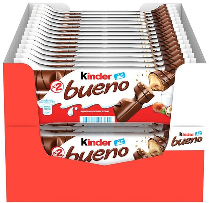 Kinder Bueno вафли Киндер Буэно в молочном шоколаде, 30 шт по 43 г ...