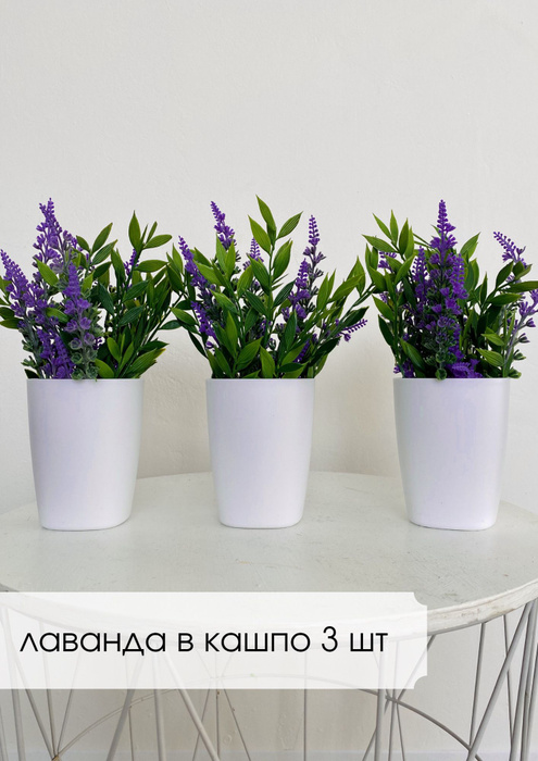 Купить Лаванда искусственные растения в кашпо 3 шт. по выгодной цене в ...