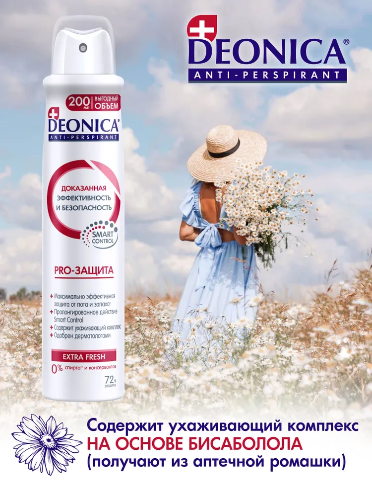Дезодорант женский Deonica PRO-Защита, антиперспирант спрей - 200 мл ...