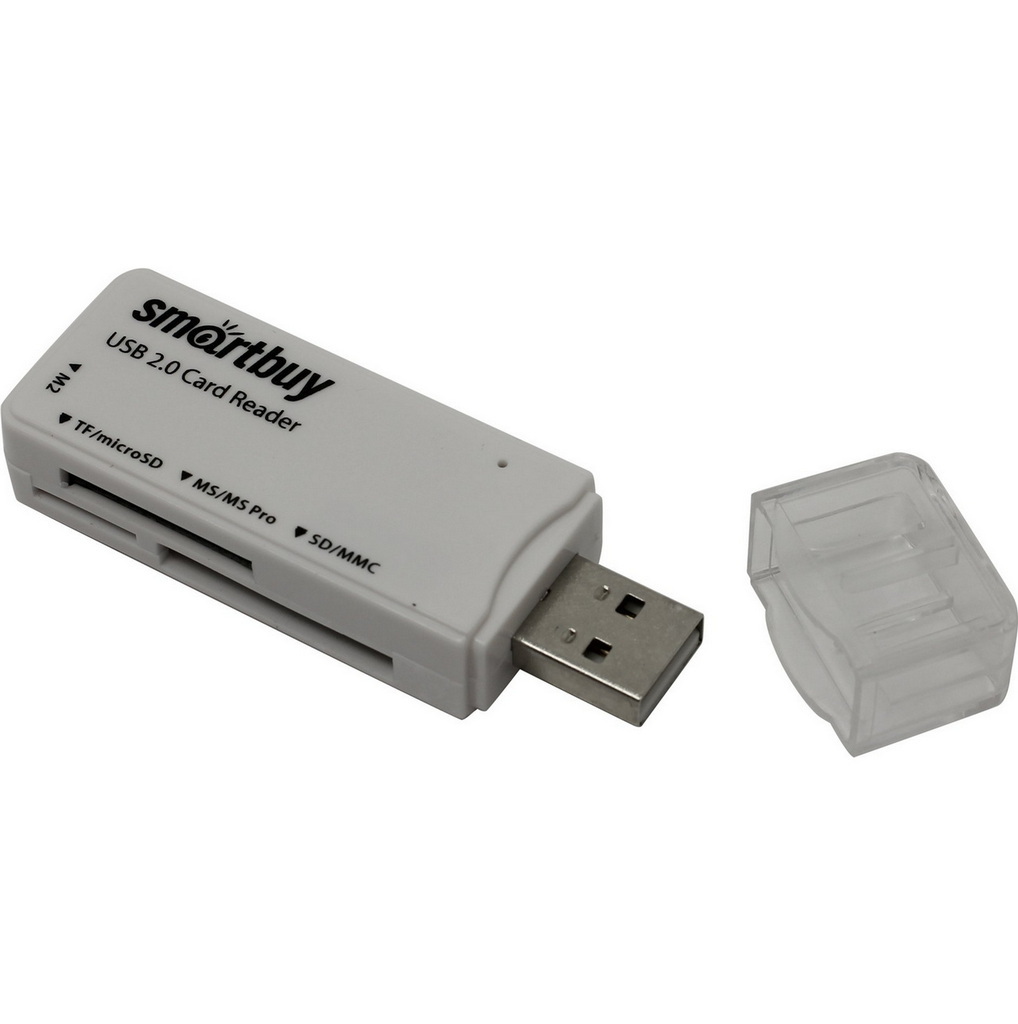 Картридер Smartbuy 749, USB 2.0 - SD/microSD/MS/M2 (SBR-749-W), белый ...