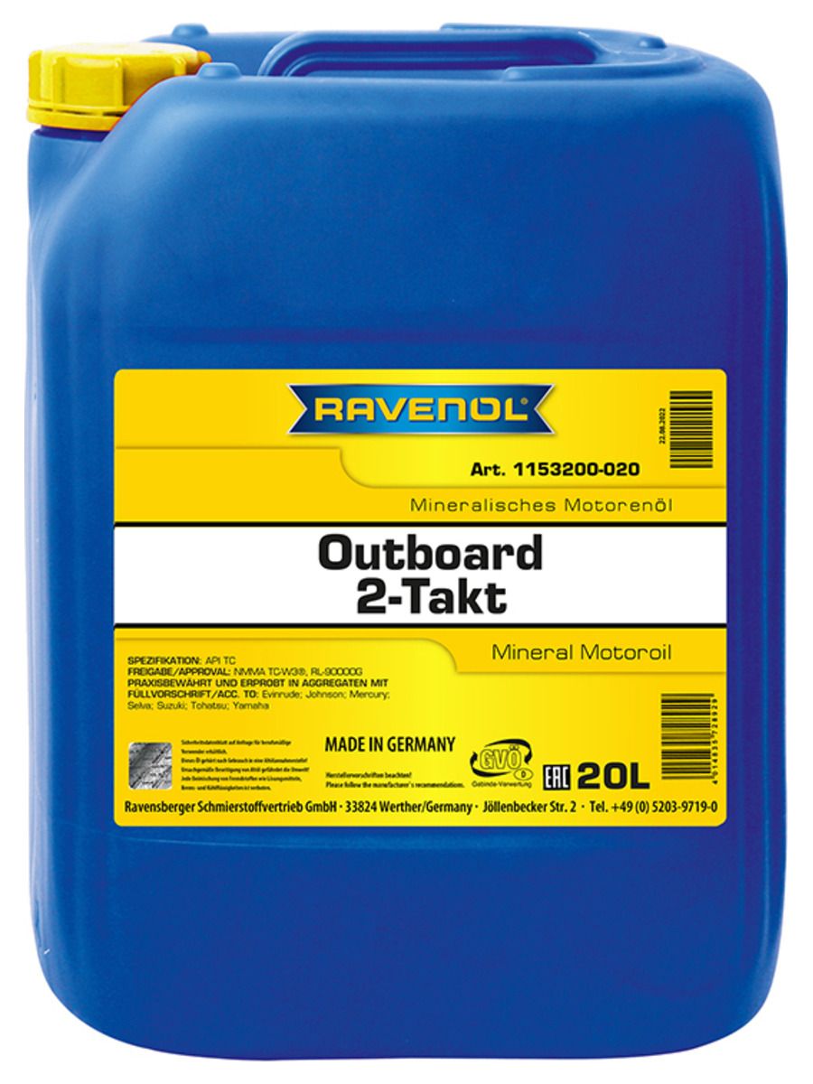 Масло моторное RAVENOL Outboard 2T Минеральное 20 л 1153200-020-01-999 ...