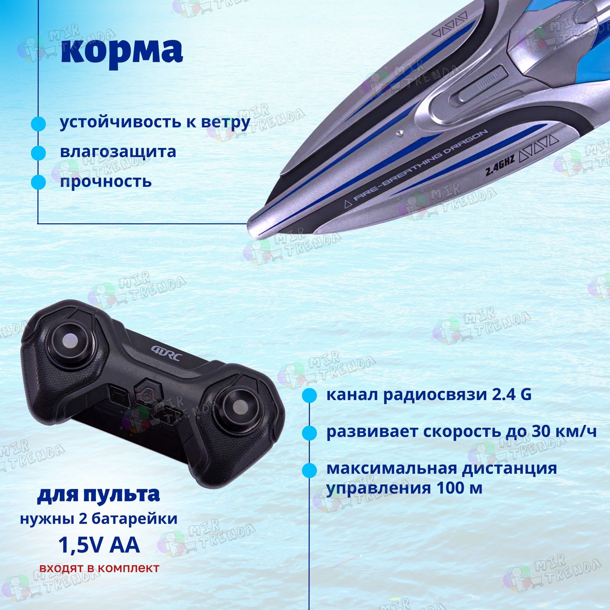 Катер на пульте управления DRAGON / Лодка на пульте / Радиоуправляемый ...