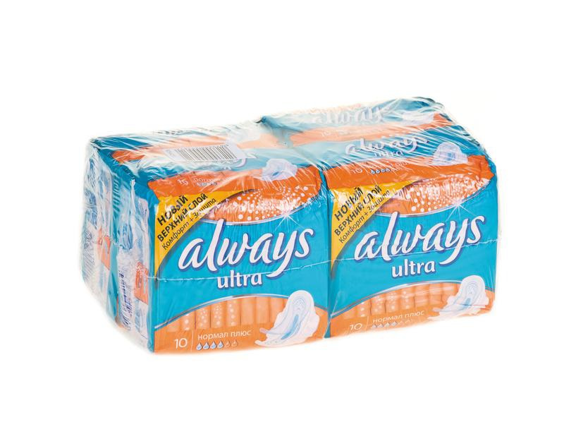 Прокладки гигиенические Always Normal Plus, 10шт x 4 упаковки, 1 упак ...