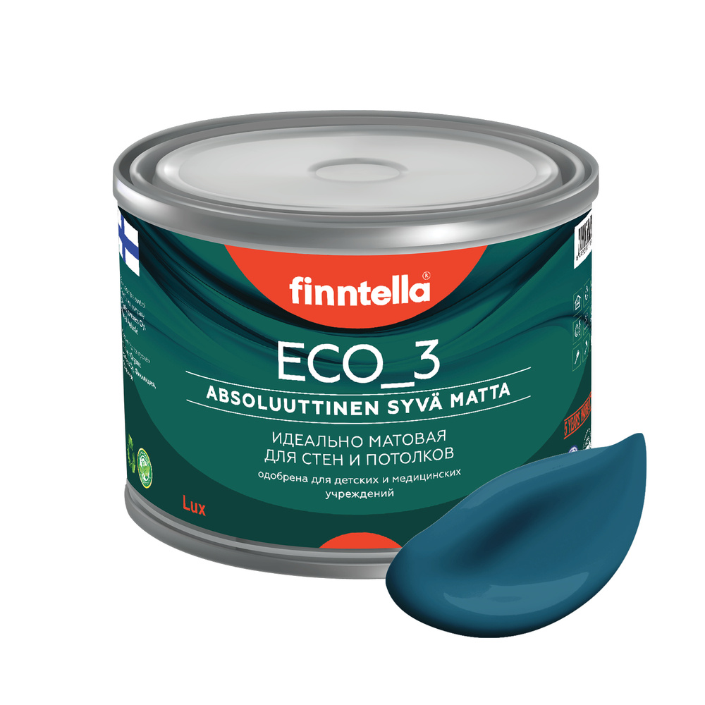 Краска FINNTELLA матовая для стен моющаяся ECO 3, для обоев под ...