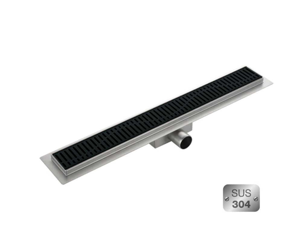 Душевой трап 70 x 700 мм. черного цвета из нержавеющей стали SUS304 ...