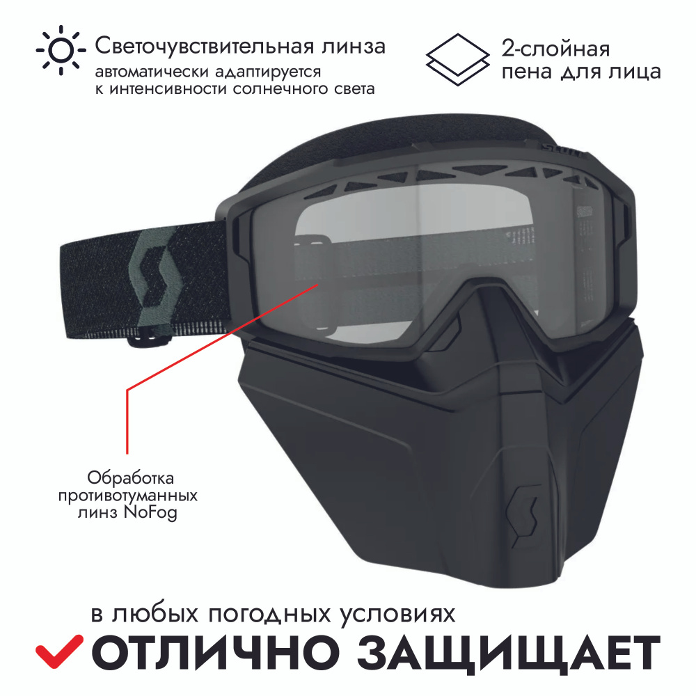 Мотоочки Scott Primal Safari Facemask, черный - купить по выгодной цене ...