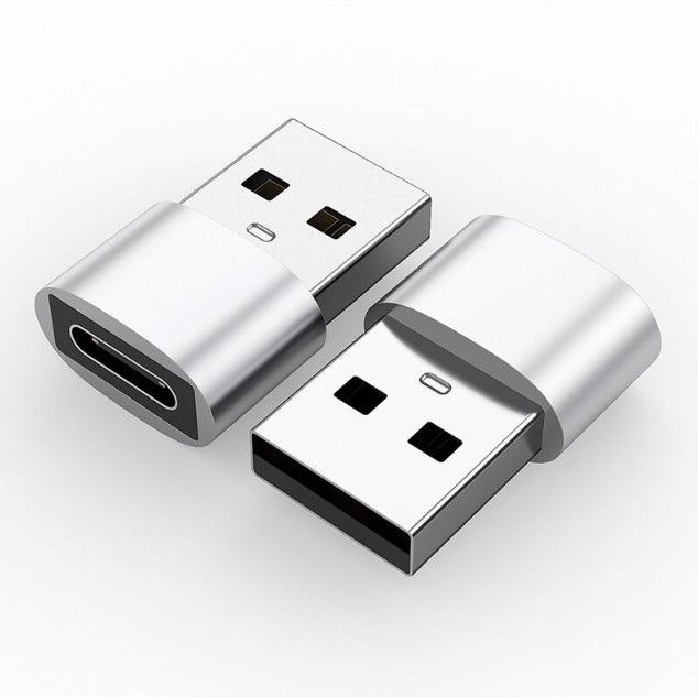 Переходник Type C на USB, серебряный / Адаптер юсби тайп си для ...