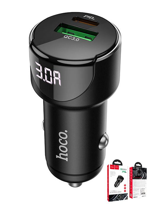 Автомобильное зарядное устройство hoco z42BL USB, USB Type-C - купить ...