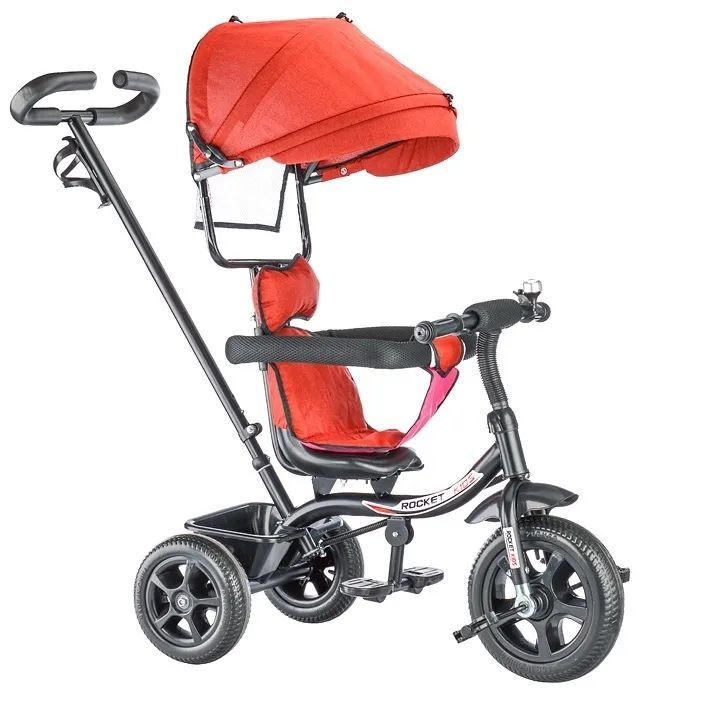 Велосипед трехколесный детский, с родительской ручкой и козырьком, 658 ...