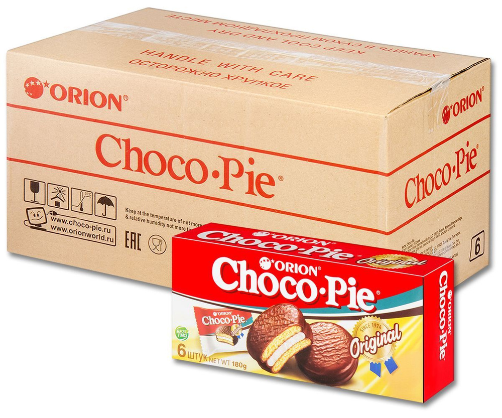 Пирожное Чоко Пай бисквитное Orion Choco Pie Original 6 шт в упак 180