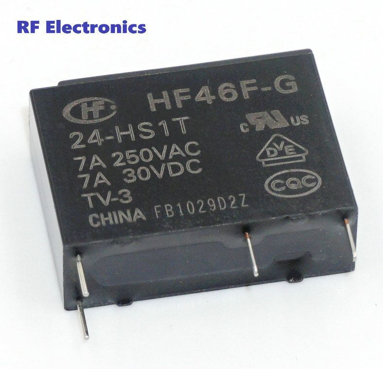 Pеле HF46F-G/24-HS1T(24V,7A,250VAC,30VDC,TV-3,200mW,4pin) HONGFA ...