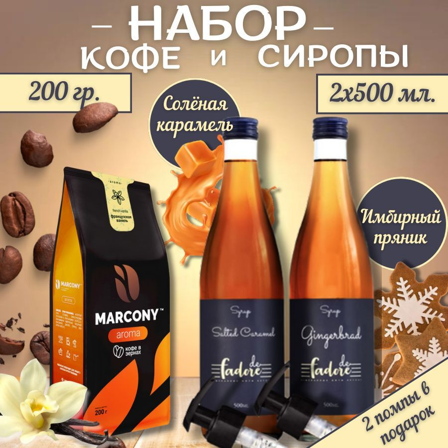 Набор сиропов для кофе и коктейлей, топпинг Солёная карамель, сироп с ...