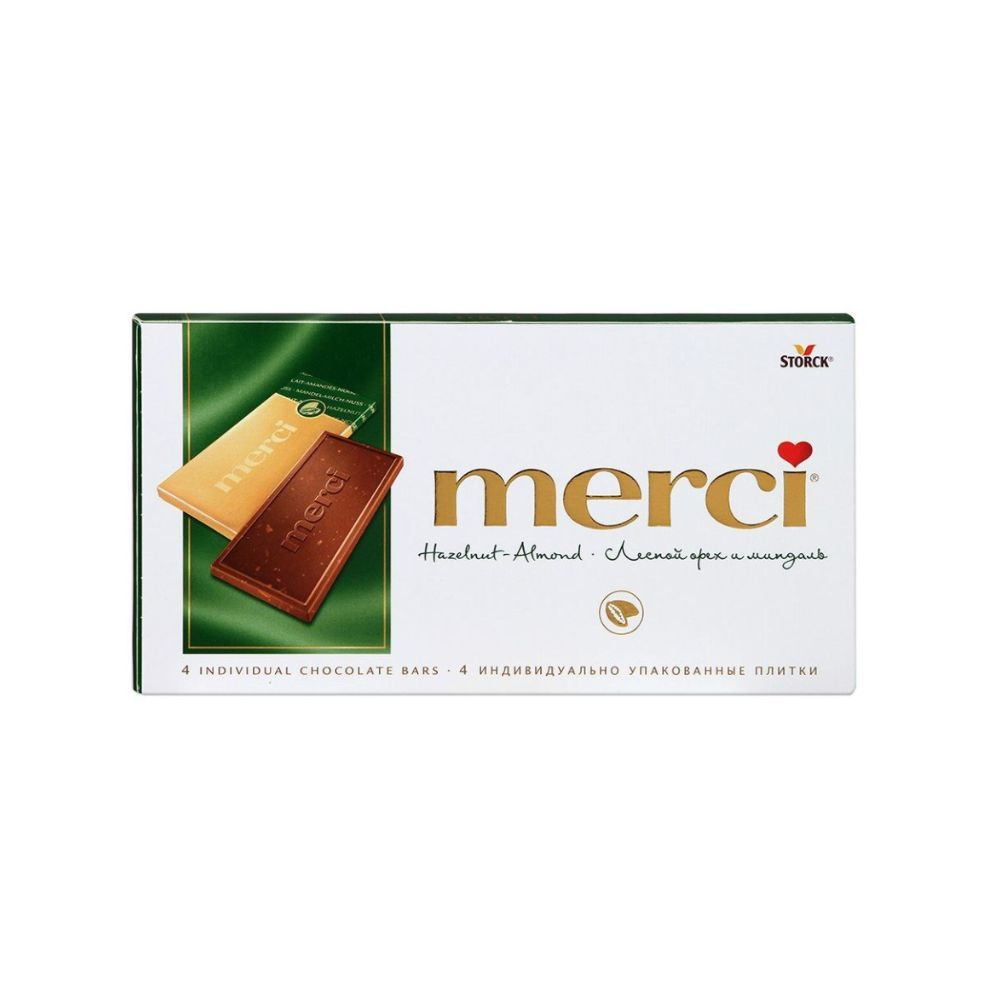 Шоколад Merci лесной орех и миндаль, 100г (15 шт) - купить с доставкой ...