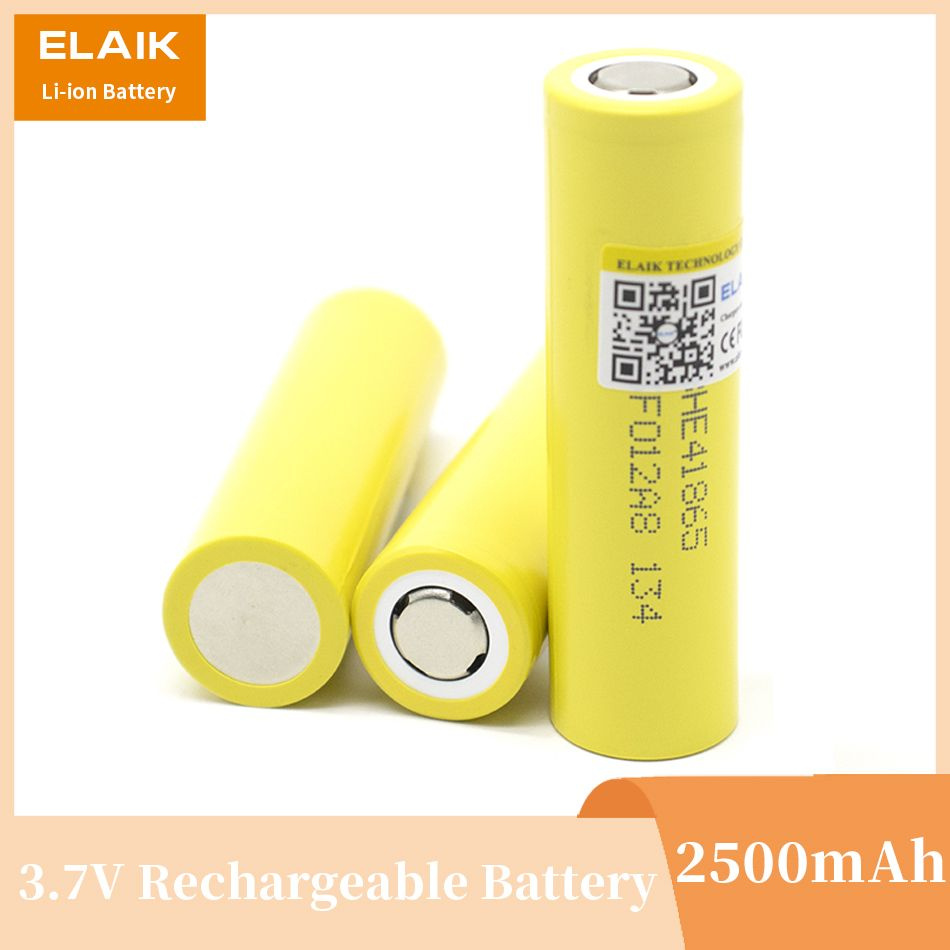 ELAIK Аккумулятор 18650 2500 мАч 30А для HE4 высокотоковый 3.7В (2шт ...