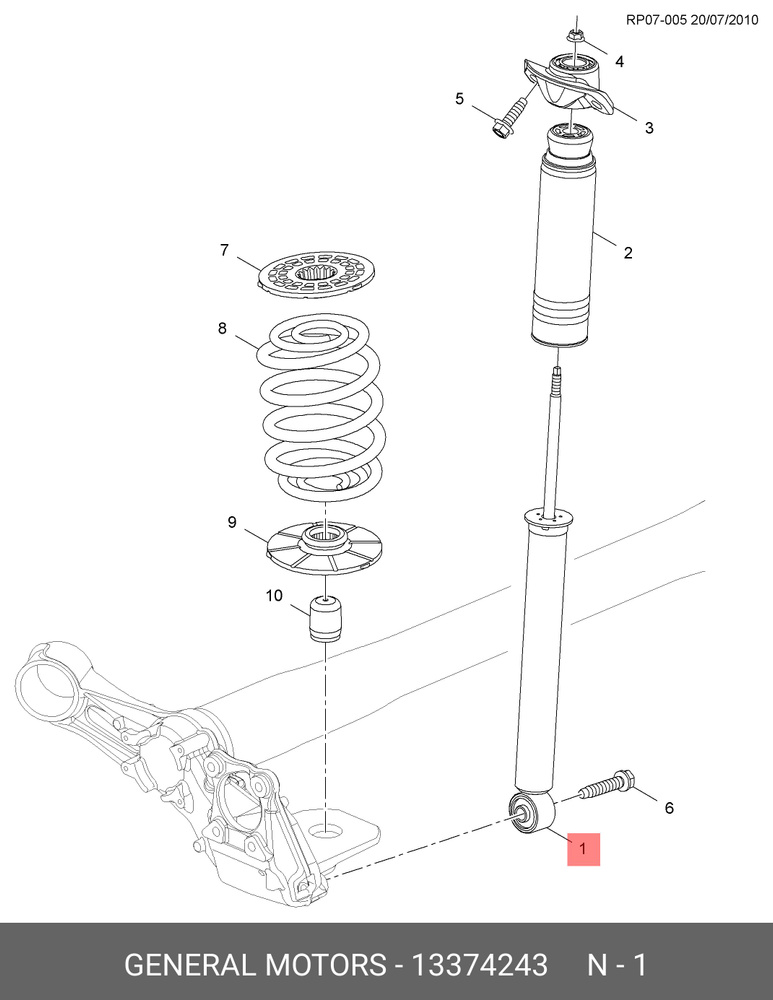 Амортизатор подвески зад GM 13374243 - купить по доступным ценам в ...