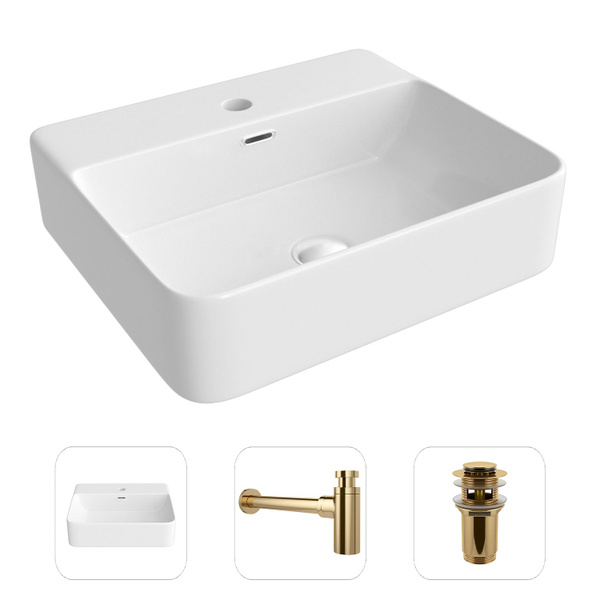 Накладная раковина, подвесная раковина для ванной Helmken 47850000 комплект 3 в 1: умывальник ...