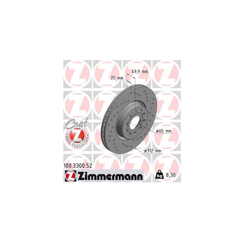 100.3300.52 диск тормозной Sport перед. 312x25/50-5x112 Audi A3, Skoda ...