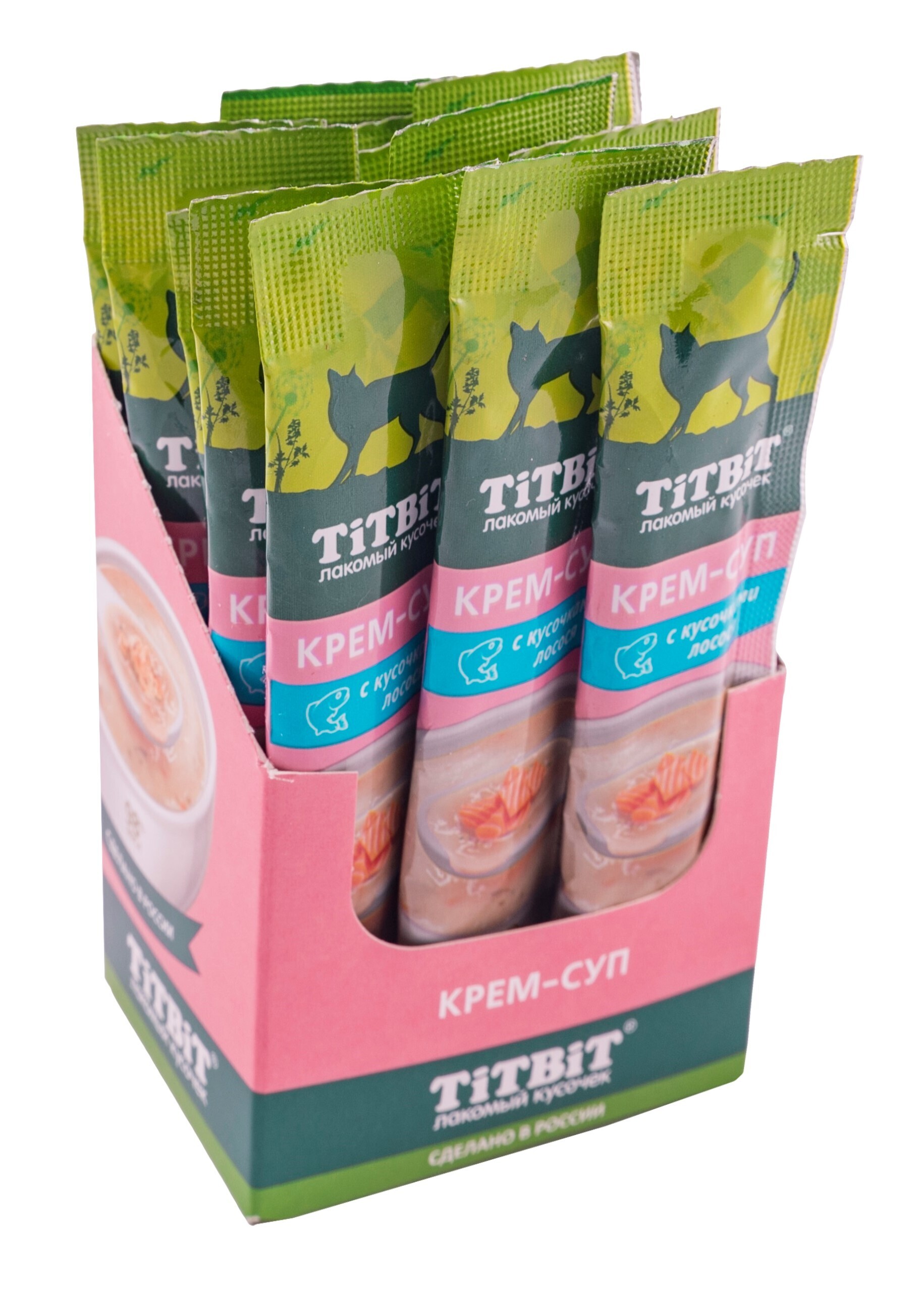 Лакомство для кошек TiTBiT Крем-суп с кусочками лосося 10 г (16 шт ...