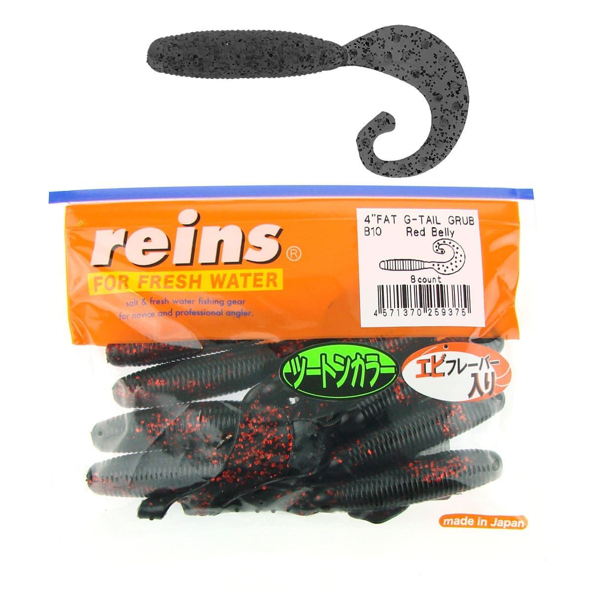 Силикон Reins Fat G-Tail Grub 4" B10 Red Belly, 8шт купить c доставкой ...