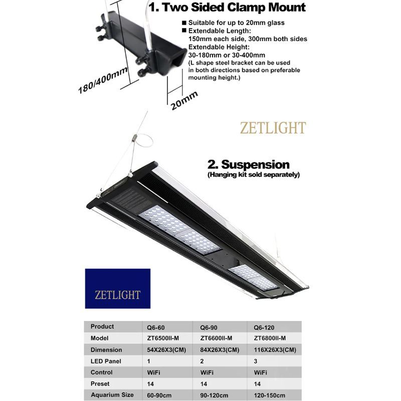 ZETLIGHT Qmaven Q6 Wifi Морская лампа Coral Light Sea Tank Led LPS ...