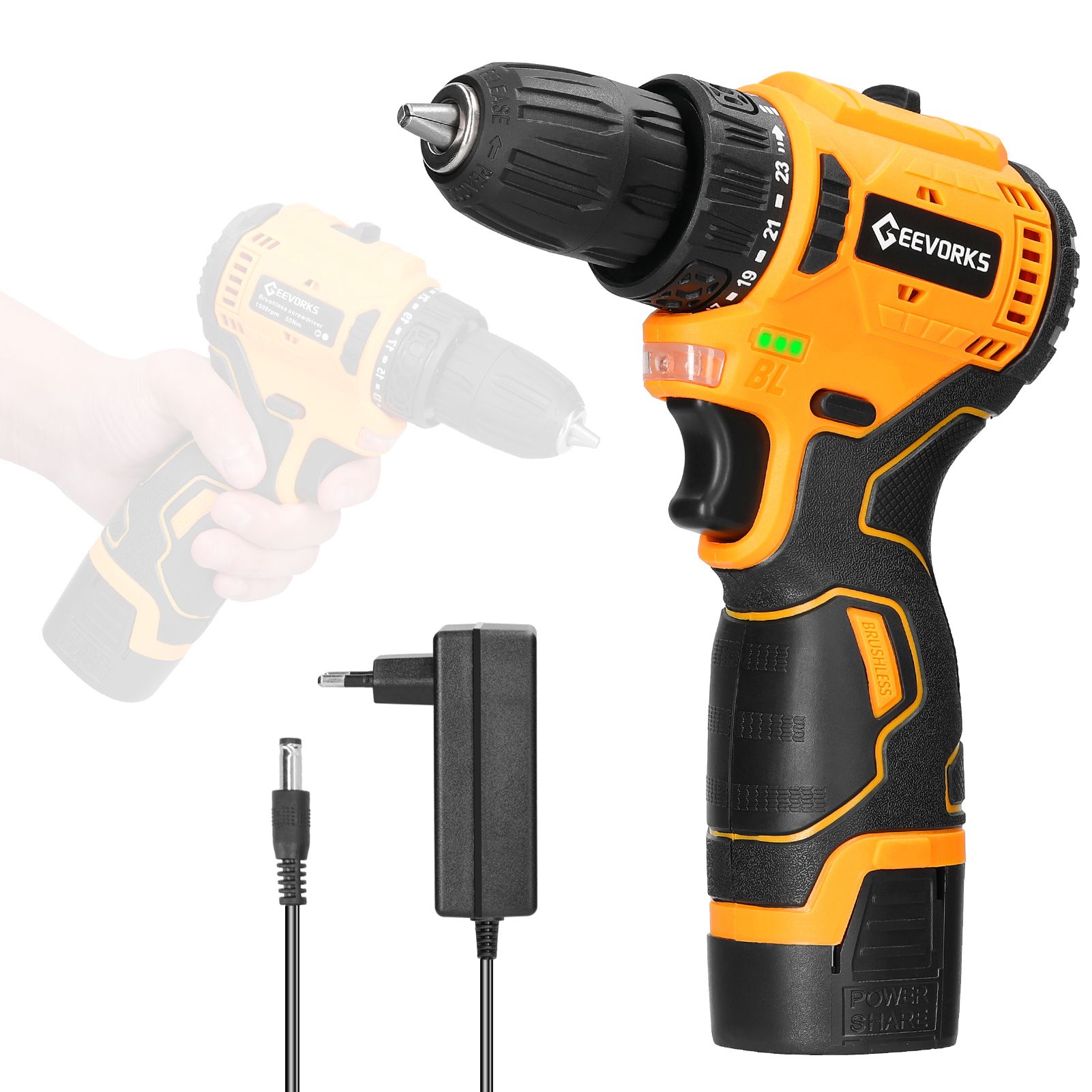 Geevorks 16.8V бесщеточный электрический шуруповерт 23 крутящий момент ...