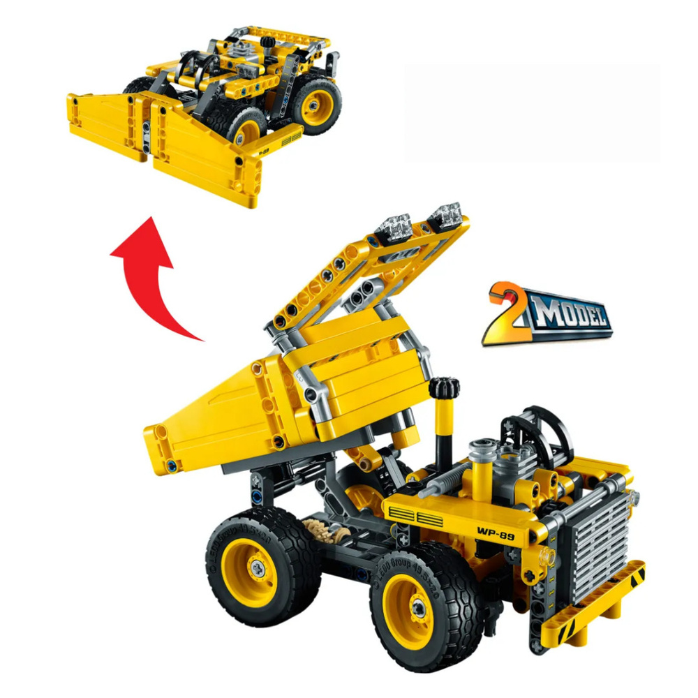 Конструктор Technic "Карьерный грузовик + Бульдозер, 2 модели", Decool, модель мотоцикла с ...