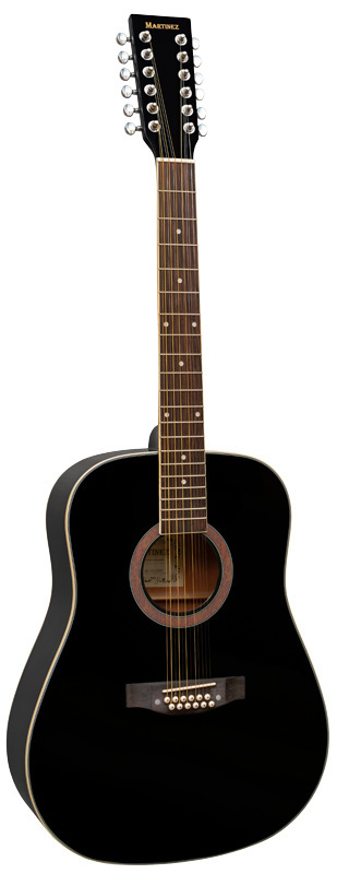 MARTINEZ Акустическая гитара W-1212/BK 12-струнная, корпус Липа ...