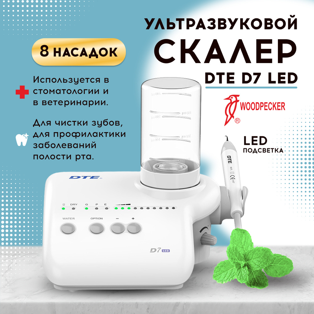 Скалер ультразвуковой DTE D7 LED с фиброоптикой, 8 насадок - купить с доставкой по выгодным ...