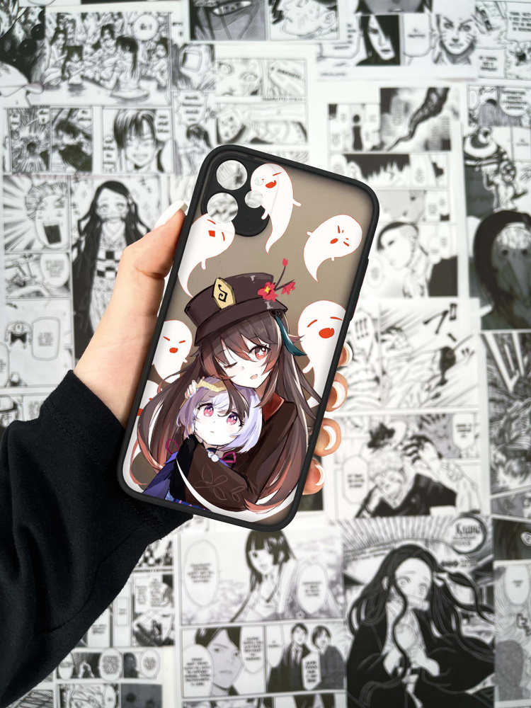 Чехол для iPhone 11 игра "Геншин Импакт/Genshin Impact" (Ху Тао и Ци Ци ...