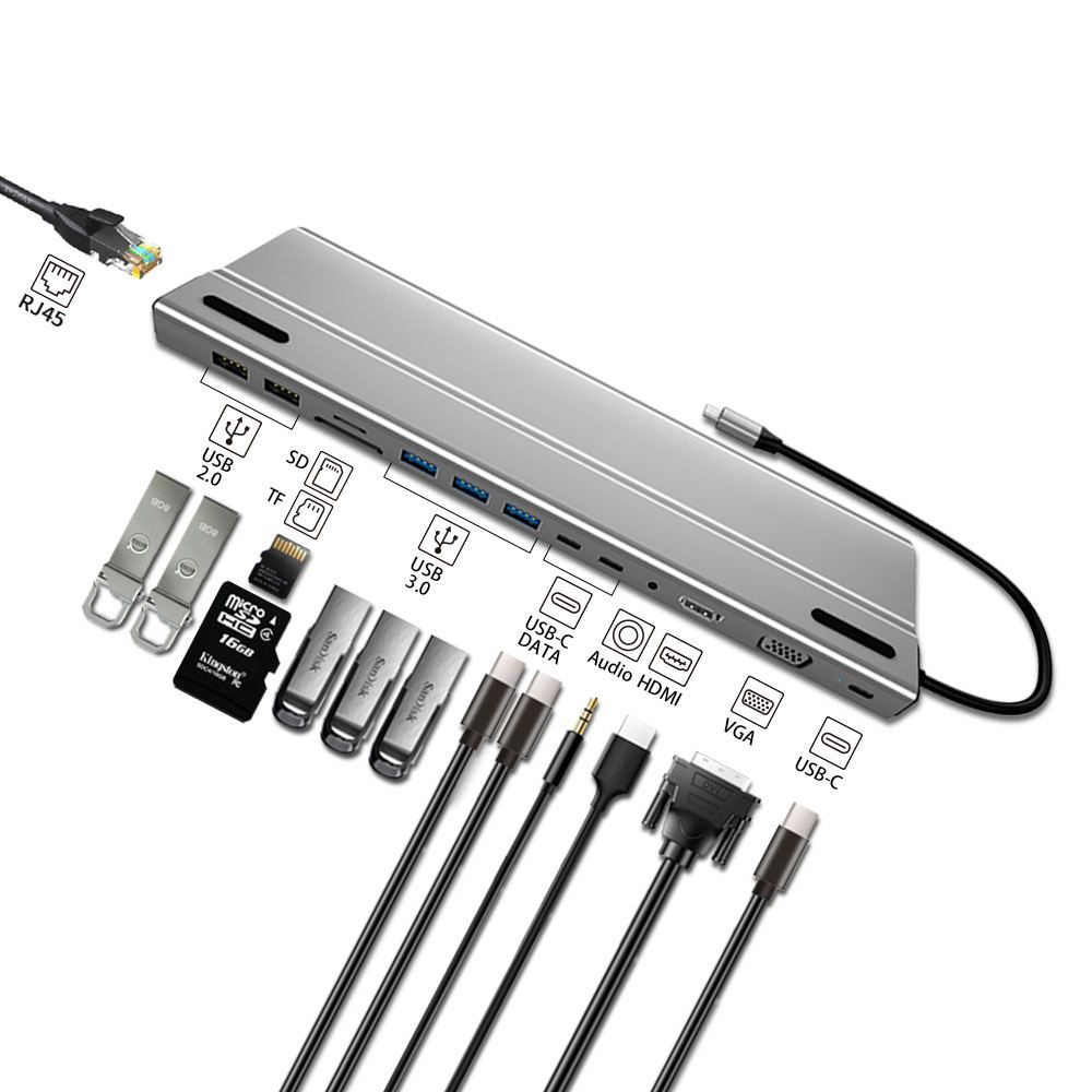 типа C хаб картридер Microsd Адаптер переходник 14 в 1 Type C Hdmi