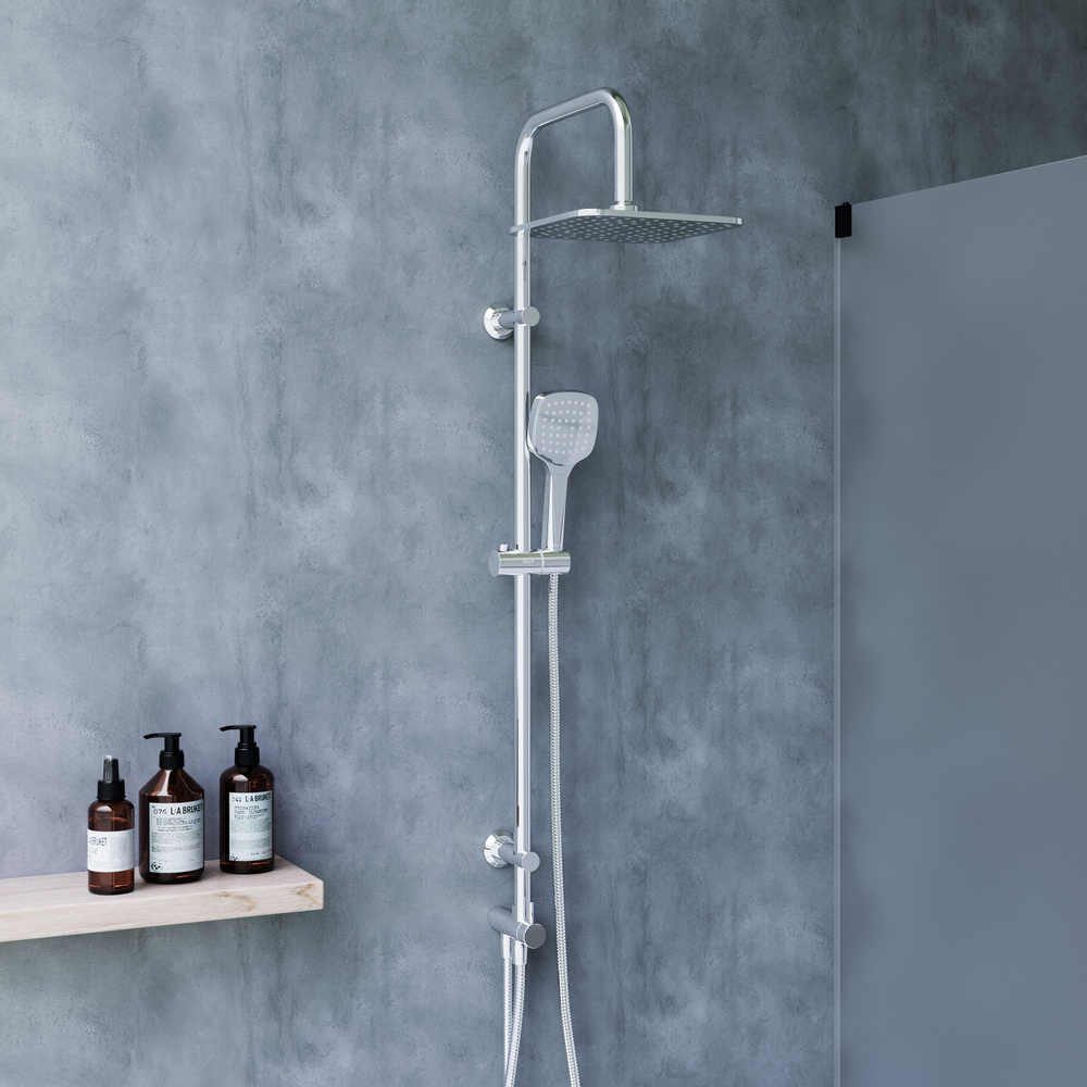 Душевая система с тропическим душем Dorff Norma D0712000 хром, шланг с ...