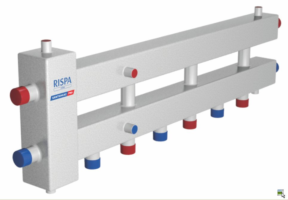 Коллектор модульный RISPA с гидрострелкой 4 выхода ГРУ+КМГ60-4ВН ...