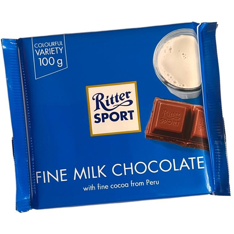 Шоколад молочный Ritter SPORT Fine Milk Chocolate, Германия, 100г ...