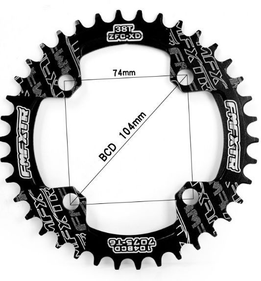 Звезда 38Т (зубов) 104BCD Narrow Wide для системы шатунов велосипеда 32/34/36/38/40 - купить с ...