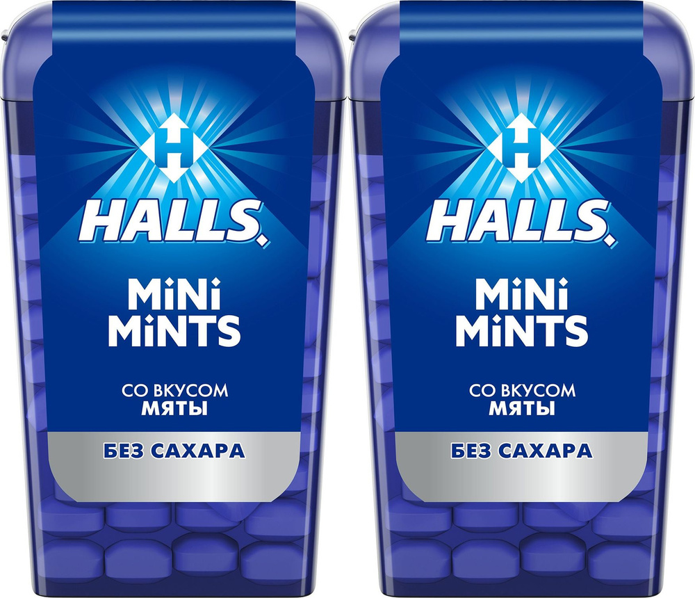 Драже Halls Mini Mints Мята без сахара 12,5 г, комплект: 2 упаковки по ...