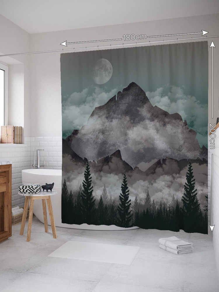 Штора для ванной 200x180 см JoyArty ширма плотные ширина 180 высота 200 ...