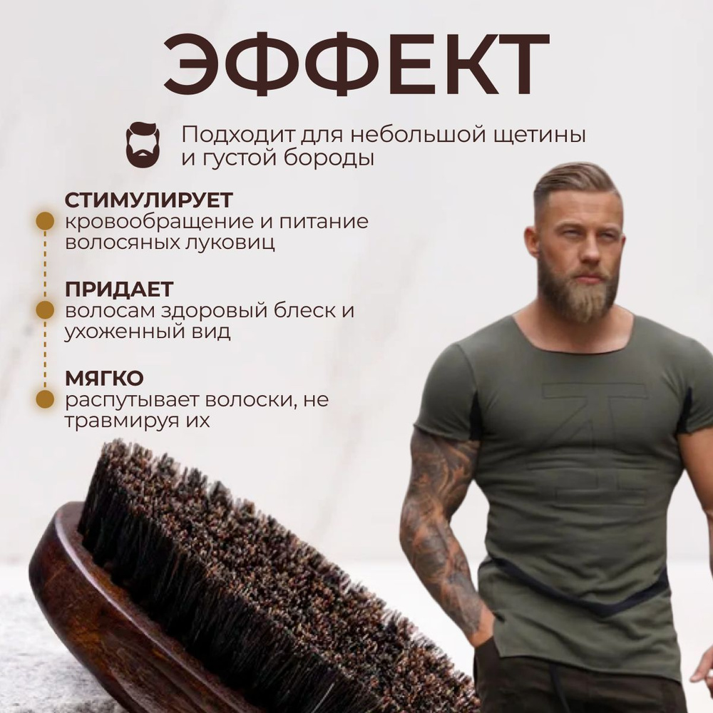 Щетка для бороды и усов с ворсом кабана Beard Power для мужчин - купить ...