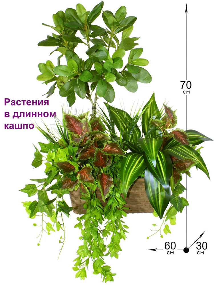 Купить Искусственные Растения в длинном кашпо, 70см, ФитоПарк по ...